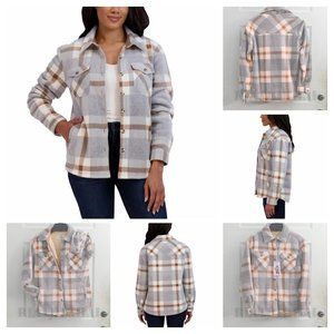 Sage | Tops | Gray Nwt Sage Ladies Plush Plaid Shirt Jacket | Poshmark